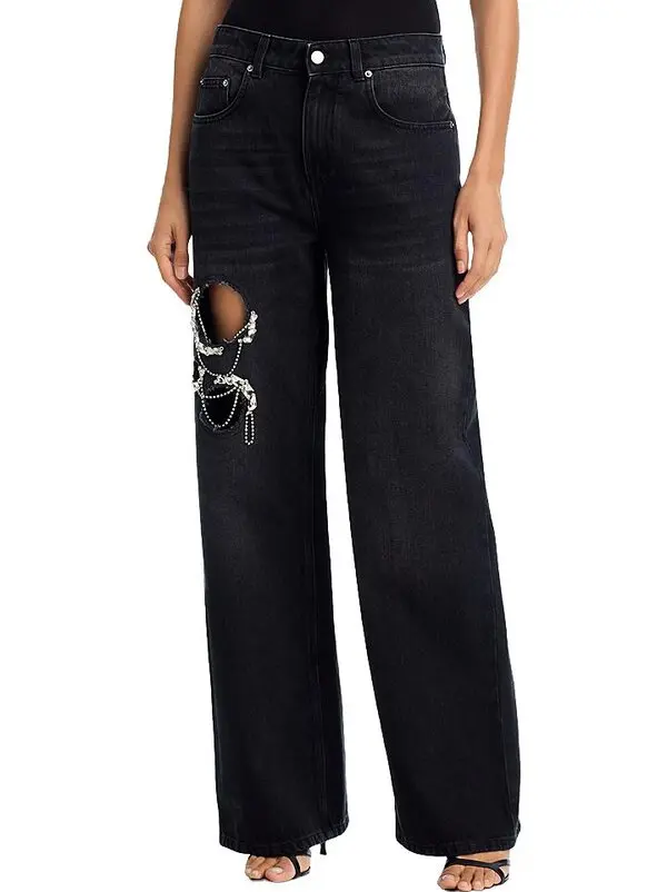 AREA Crystal Chan Jeans - Washed Black