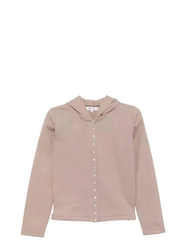 AGNES B. Snap Cotton Hoodie - Neutrals