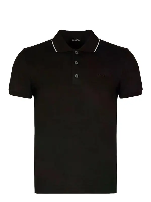 Zegna Ribbed-collar Polo Shirt - Black