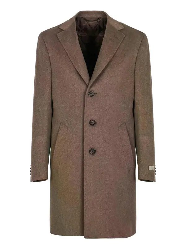 Canali Single-breasted Wool Coat - Brown