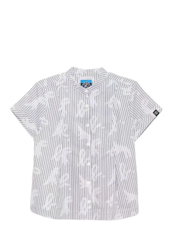 SPORT B. BY AGNÈS B. Mandarin Collar Striped Shirt - White