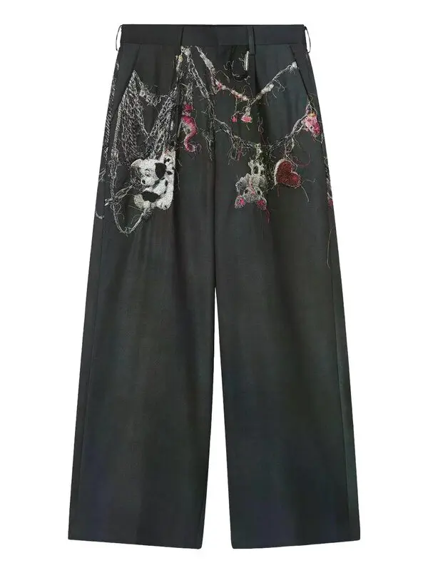 DOUBLET Embroidered Straight-leg Trousers - Black