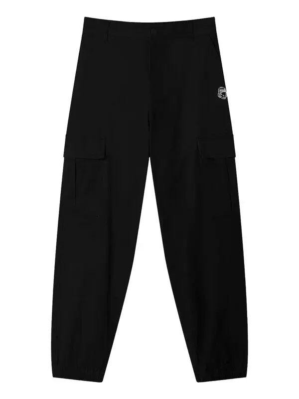 FINGERCROXX Embroidered Cargo Trousers - Black
