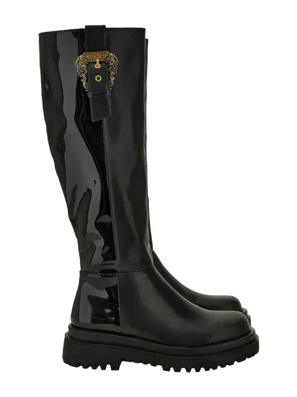 Versace Buckle-embellished Platform Boots - Black