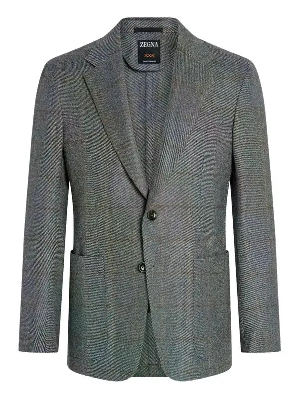 Zegna Checked Cashmere Blazer - Grey