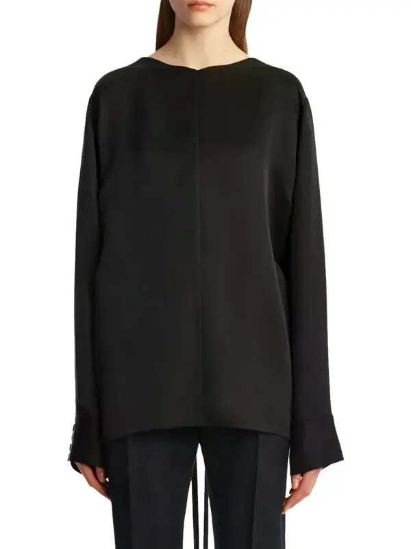 Khaite Tie-back Long-sleeve Top - Black