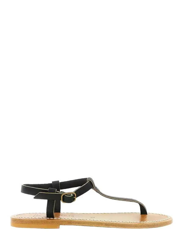 K.JACQUES Petrone Leather Buckle Sandals - Black