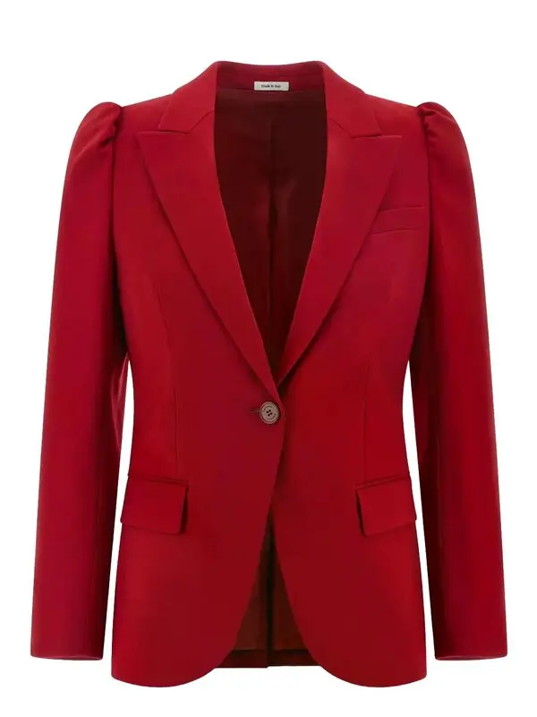 Alexander McQueen Puff-sleeve Single-breasted Blazer - Red