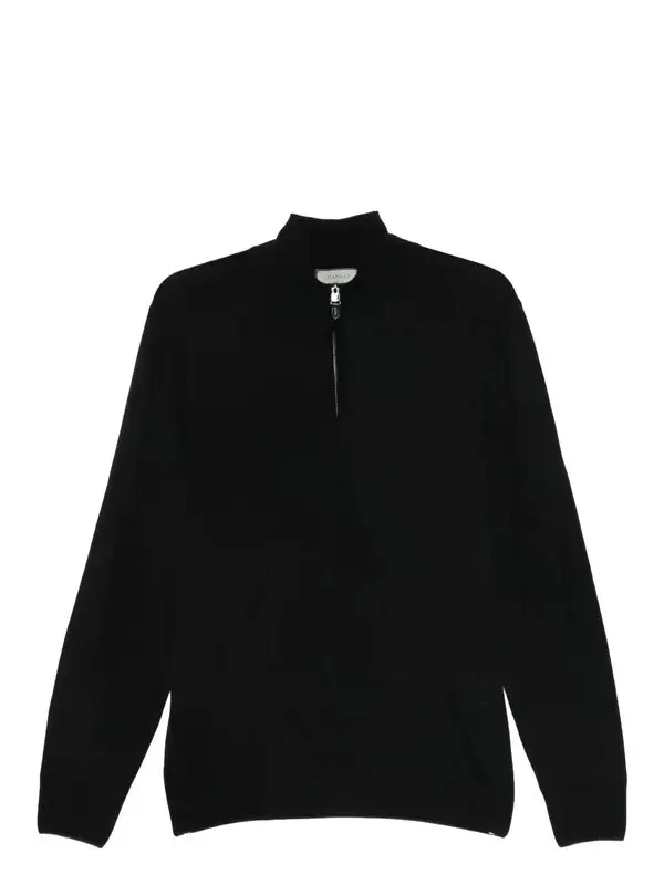 Canali High-neck Zip-front Sweater - Black