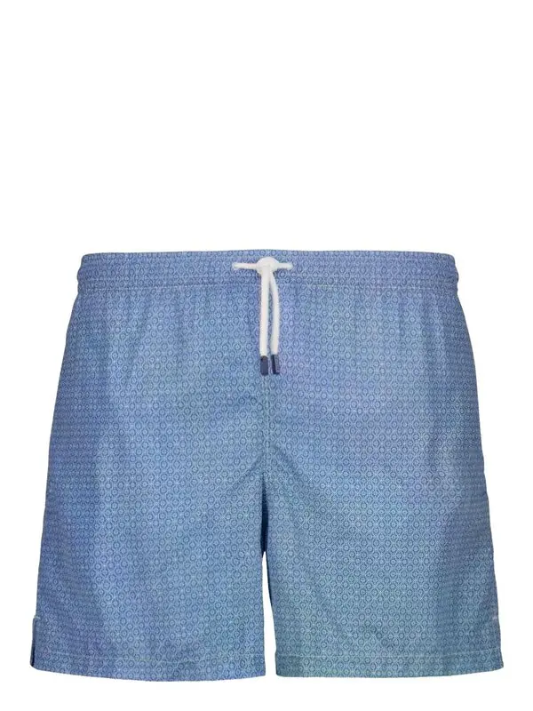 Fedeli Patterned Swim Shorts - Blue