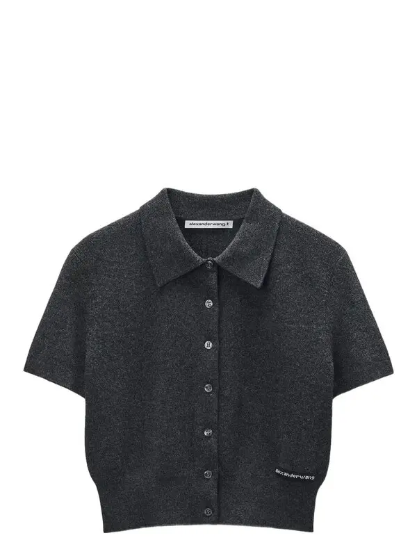 Alexander Wang Logo Patch Polo-collar Cardigan - Black