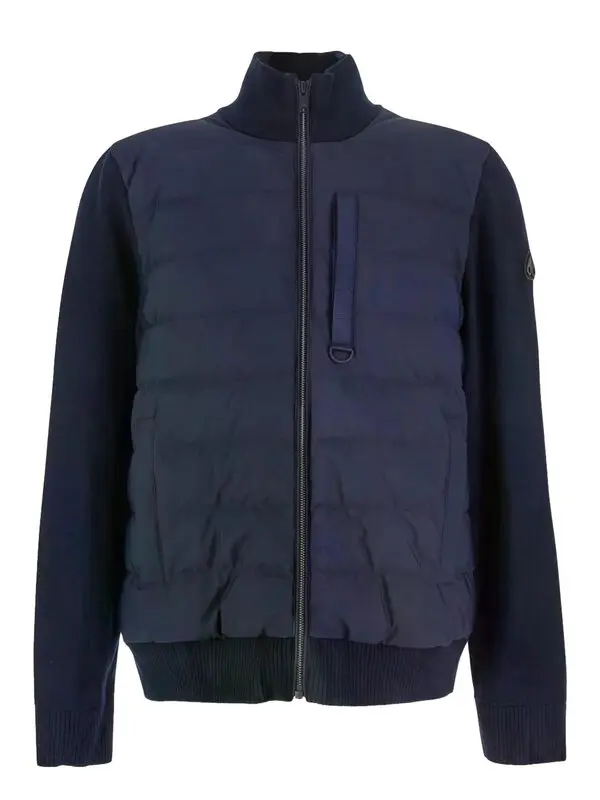 Moose Knuckles Quilted Jacket With Knitted Sleeves - Blue