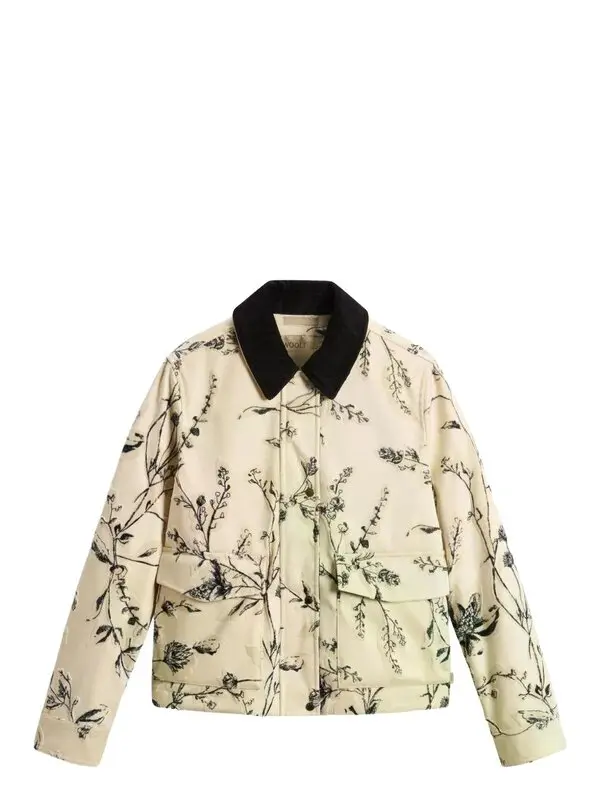 Woolrich Floral-print Velvet Jacket - Neutrals