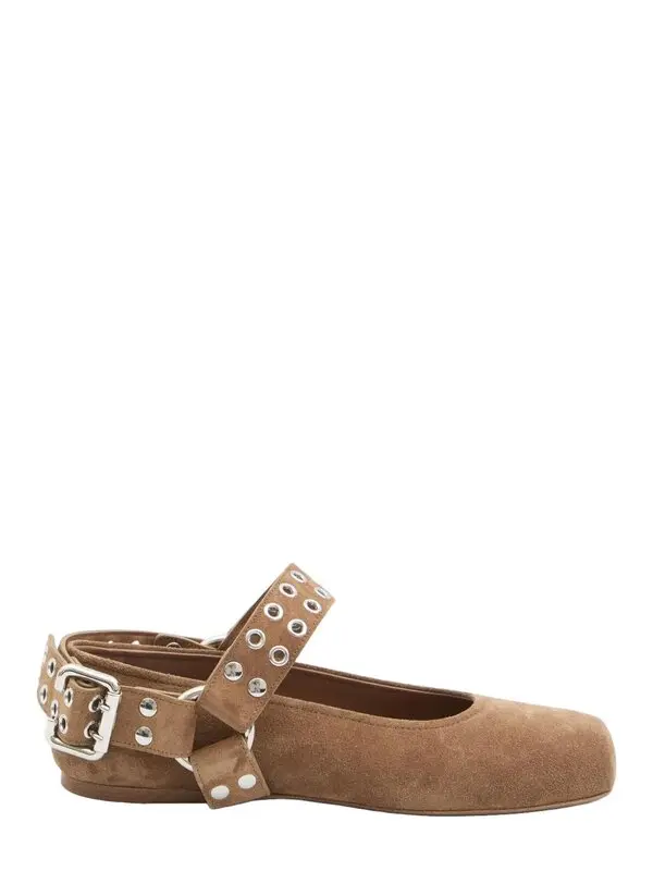 Alaïa Buckle-detail Biker Ballet Flats - Brown