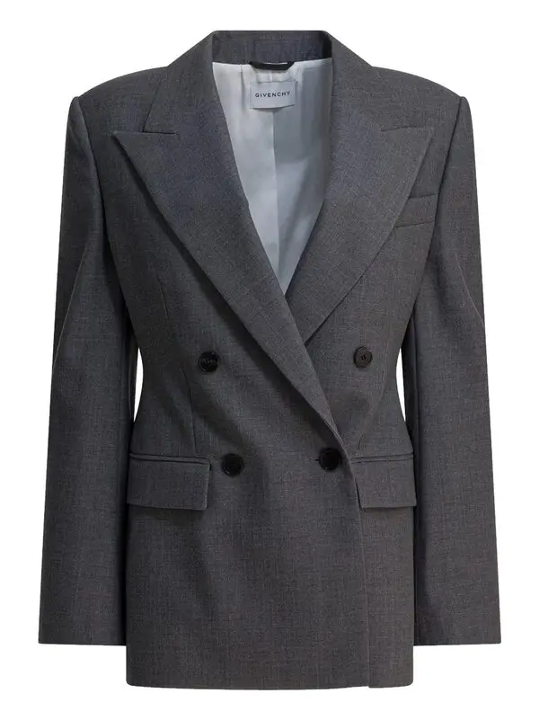 Givenchy Double-breasted Wool Blazer - Grey