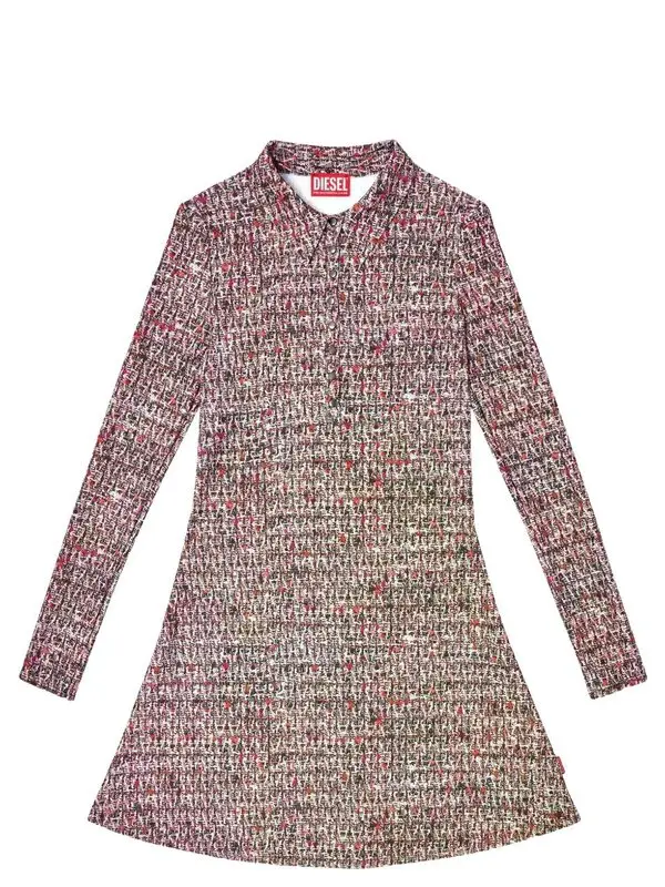 Diesel Bouclé-print Mini Shirt Dress - Pink