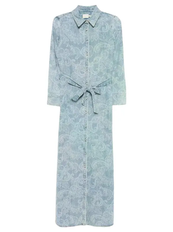 Alice + Olivia Chassidy Denim Shirt Dress - Blue
