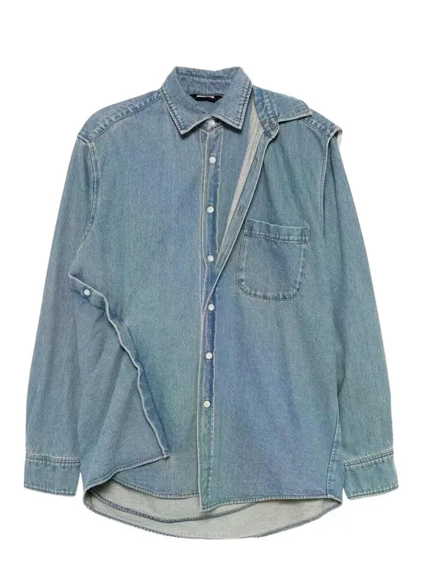 MOOHONG Double-layered Denim Shirt - Blue