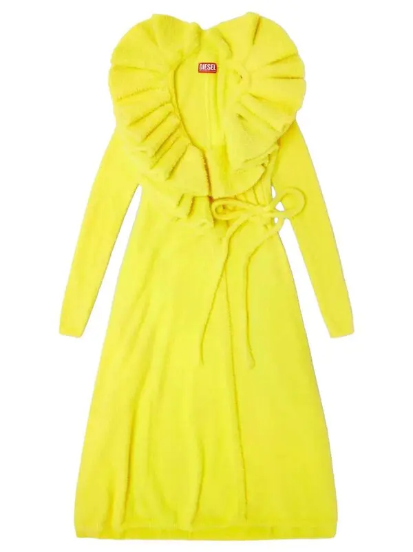 Diesel Ruffled-neck Midi Dress - Yellow