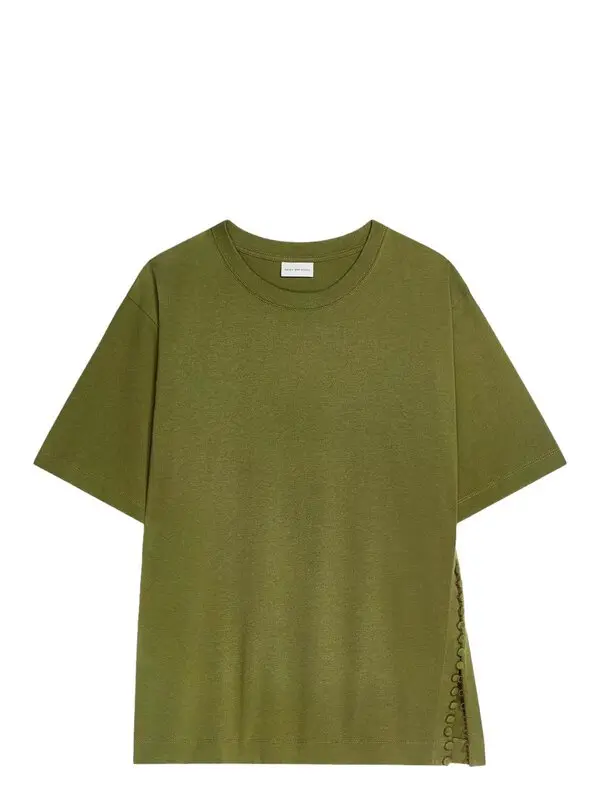 Dries Van Noten Button Embellishment Cotton T-shirt - Green