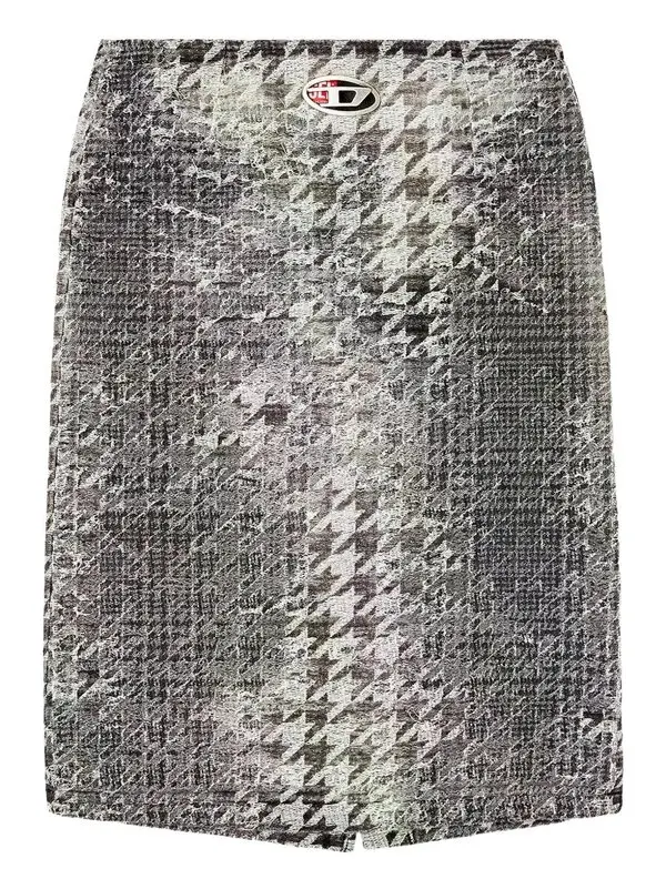 DIESEL® Jacquard Houndstooth Midi Skirt - Black