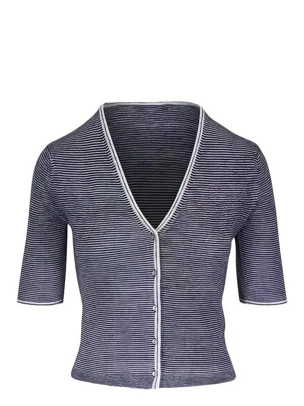 Vince Striped Button Cardigan - Blue