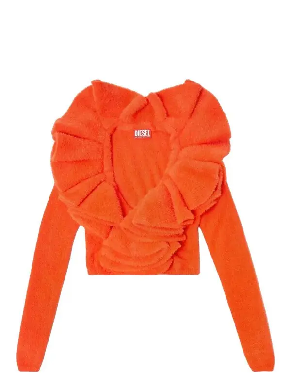 DIESEL® Plush Ruffled Cardigan - Orange
