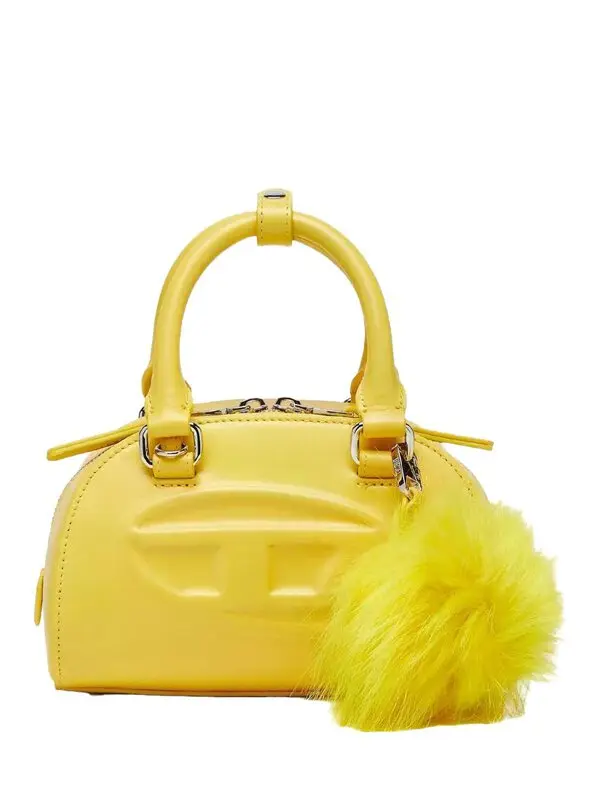DIESEL Mini Embossed-logo Pompom-embellished Shoulder Bag - Yellow