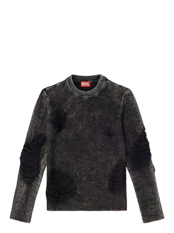 Diesel Frayed-detail Sweater - Black