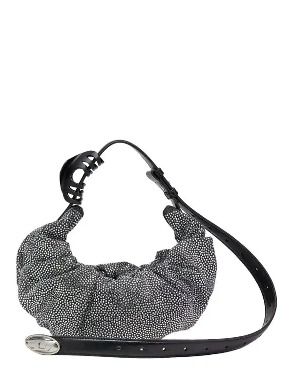 DIESEL Embellished Scrunched Shoulder Bag - Grey