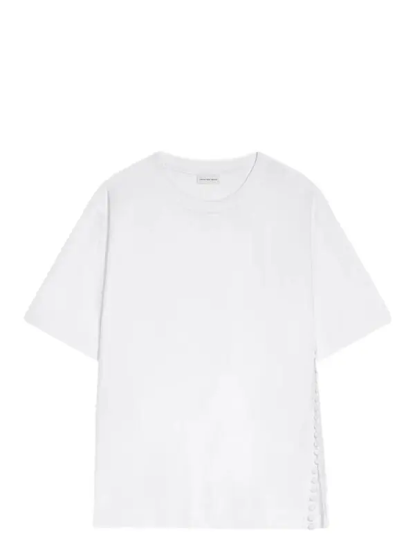 Dries Van Noten Button-embellished Cotton T-shirt - White