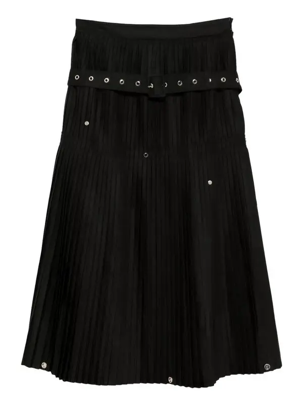 Rokh Pleated Overturn Skirt - Black