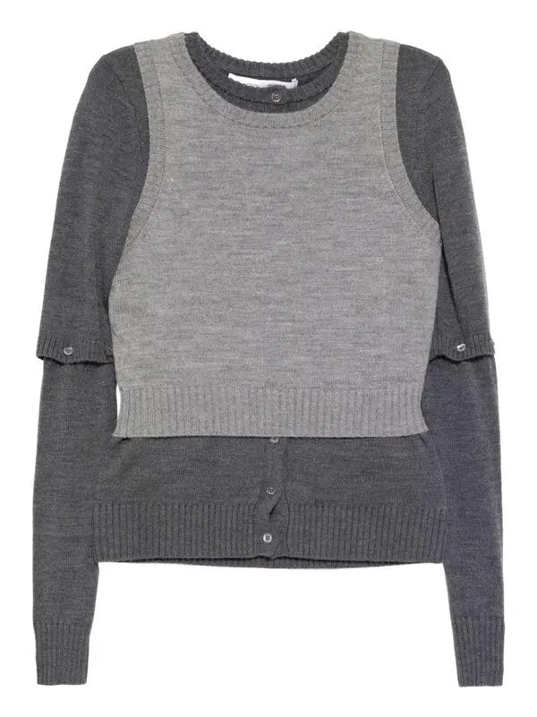 Rokh Layered Cardigan Top - Grey