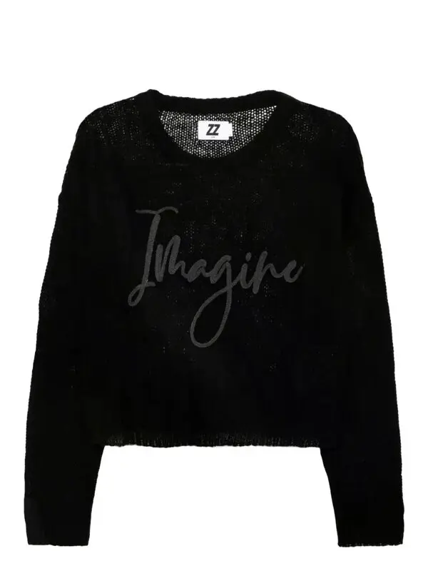 Izzue Embroidered Semi-sheer Jumper - Black