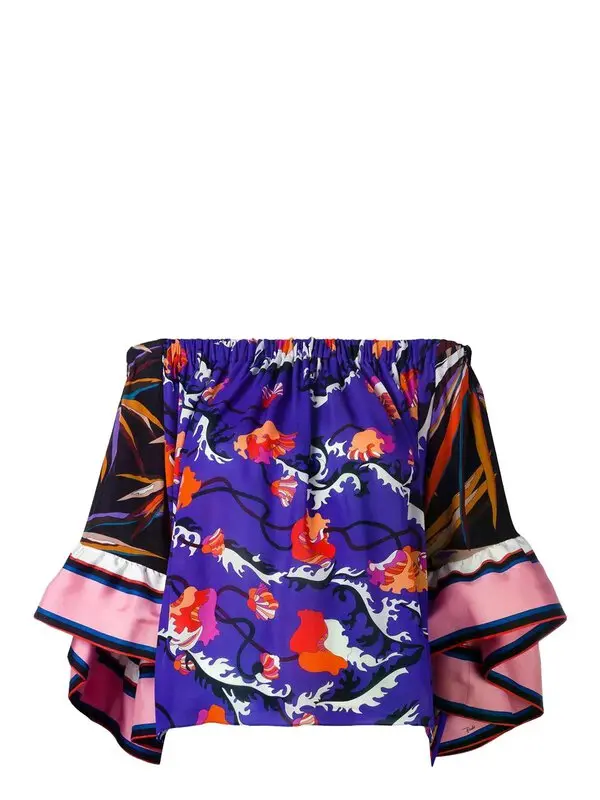 Emilio Pucci Floral Off-shoulder Blouse - Multicolour