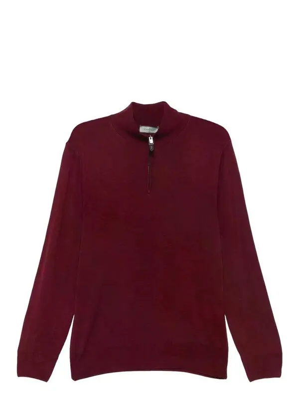 Canali High-neck Zip-front Sweater - Red
