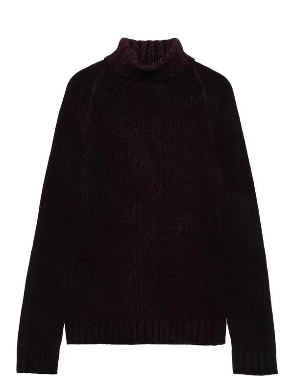 BASE Turtleneck Ribbed Sweater - Purple