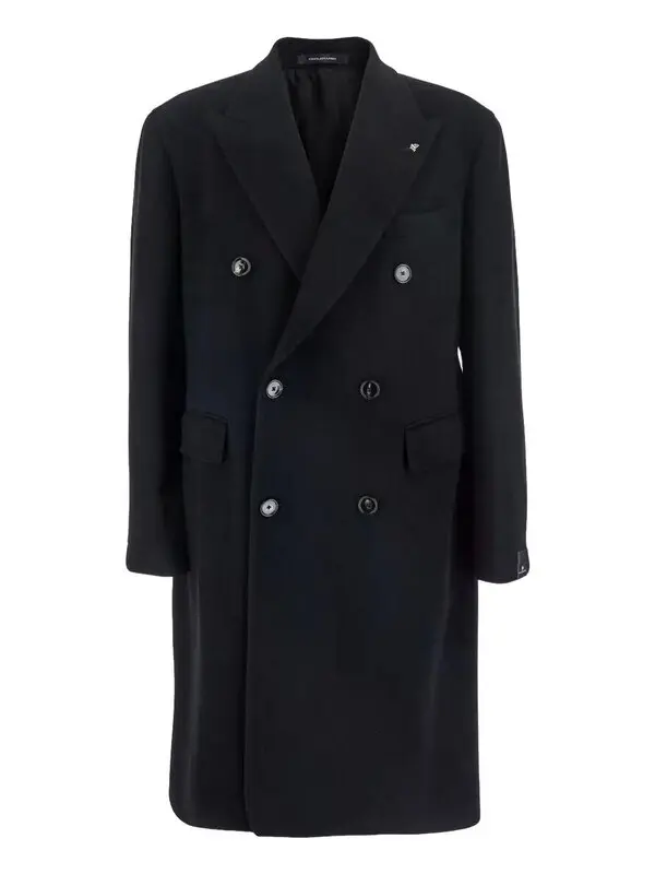 Tagliatore Double-breasted Peak-lapel Coat - Black