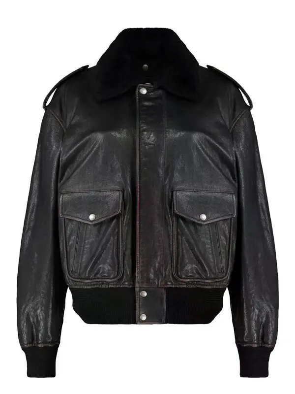 Saint Laurent Lambskin Bomber Jacket - Black
