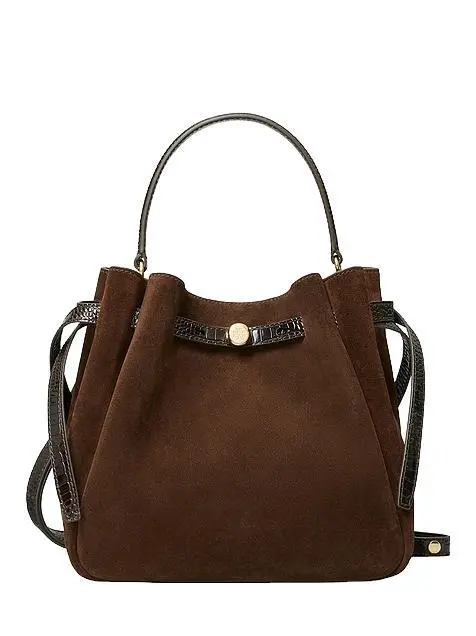 Tory Burch Romy Suede Bucket Bag - Dark Cocoa