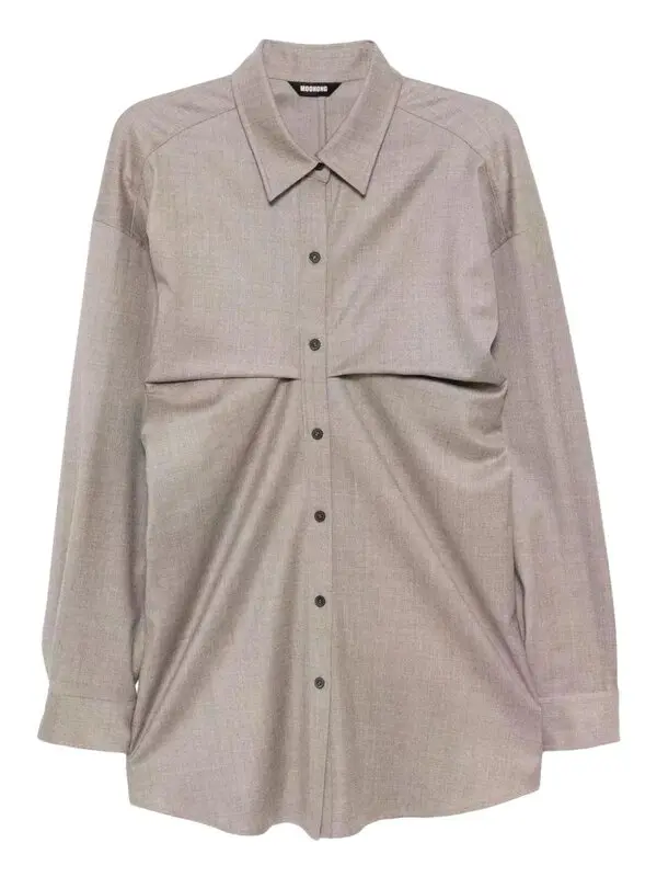 MOOHONG Pleated Shirt - Brown
