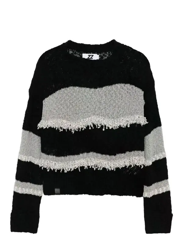 Izzue Knitted Crew Neck Top - Black