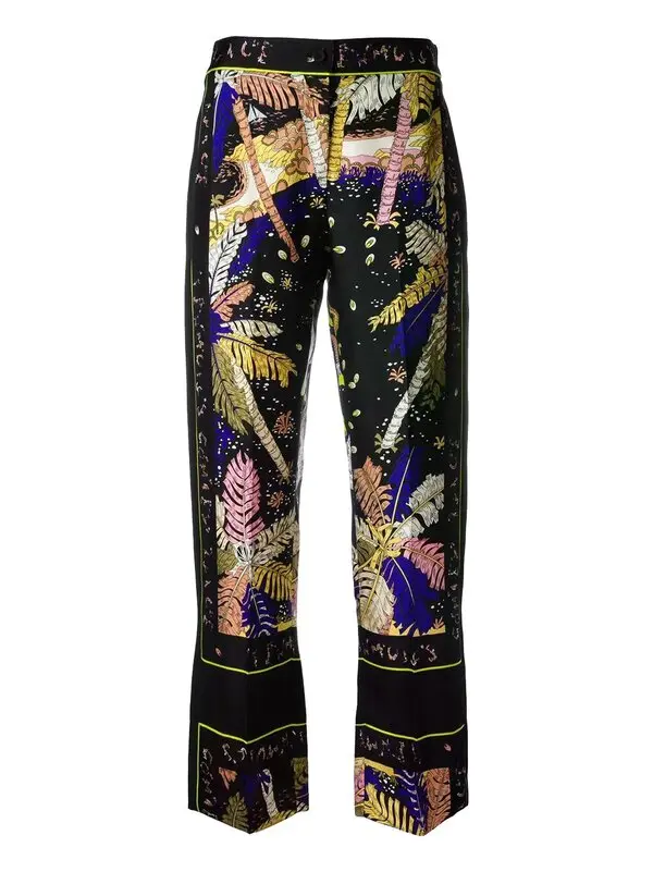 Emilio Pucci Feather Motif Cropped Trousers - Black