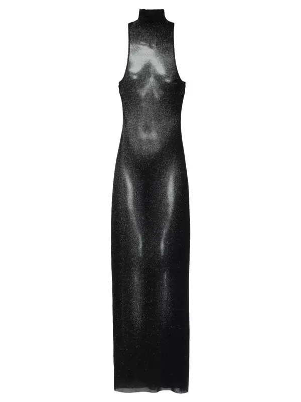 JEAN PAUL GAULTIER High-neck Body-print Maxi Dress - Black