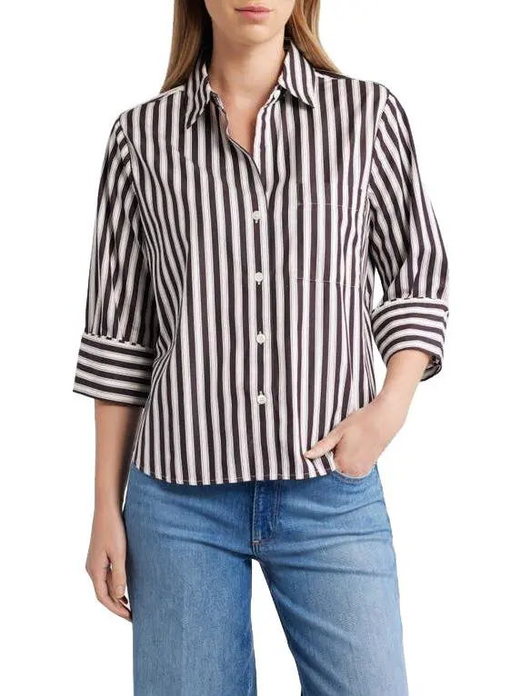 Madewell Poplin Button-up Shirt - Purple Black And White Stripe