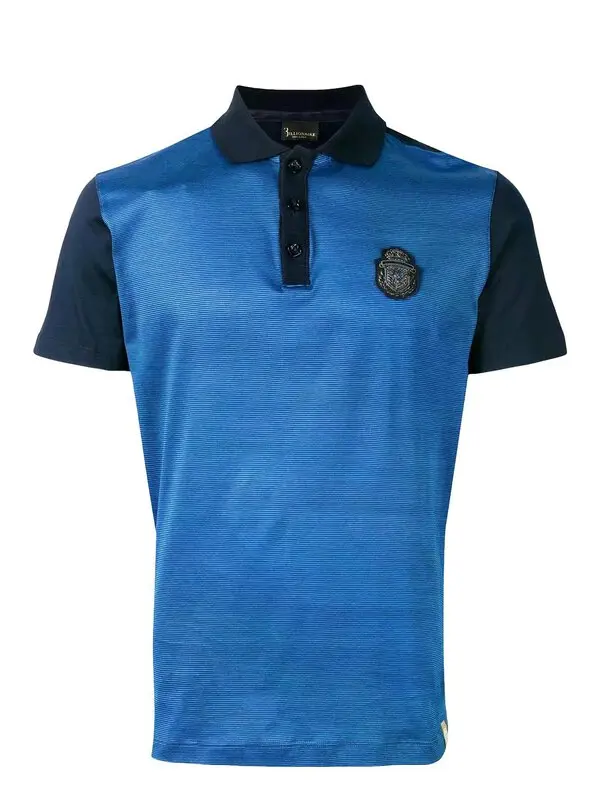 BILLIONAIRE Logo Patch Polo Shirt - Blue
