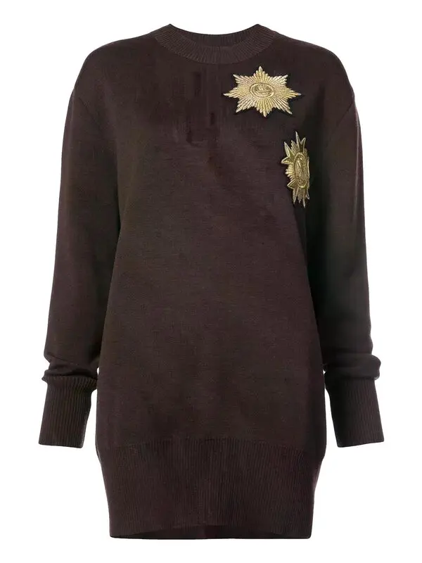 Vera Wang Metallic Patches Loose-fit Jumper - Brown