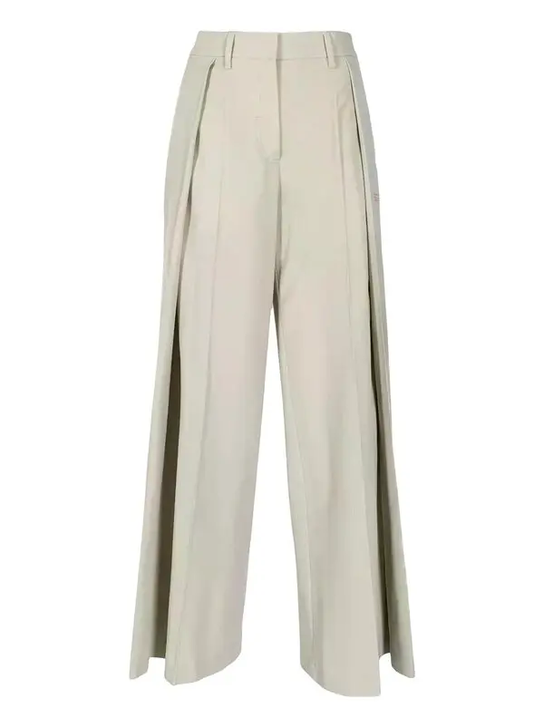 Off-White Panelled Wide Leg Trousers - Neutrals