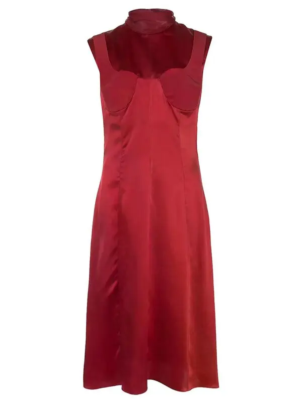 DELADA Silk Cut-out Detail Dress - Red