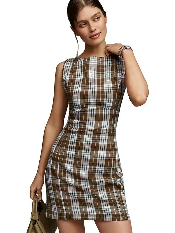 PILCRO Plaid Mini Dress - Brown Plaid